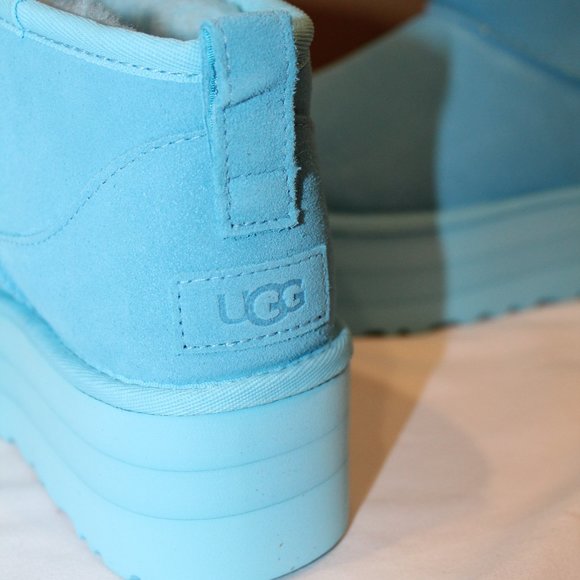 UGG | Shoes | Nib Ugg Womens Ultra Mini Platform Sky Blue Suede Shearling Lined Boots | Poshmark